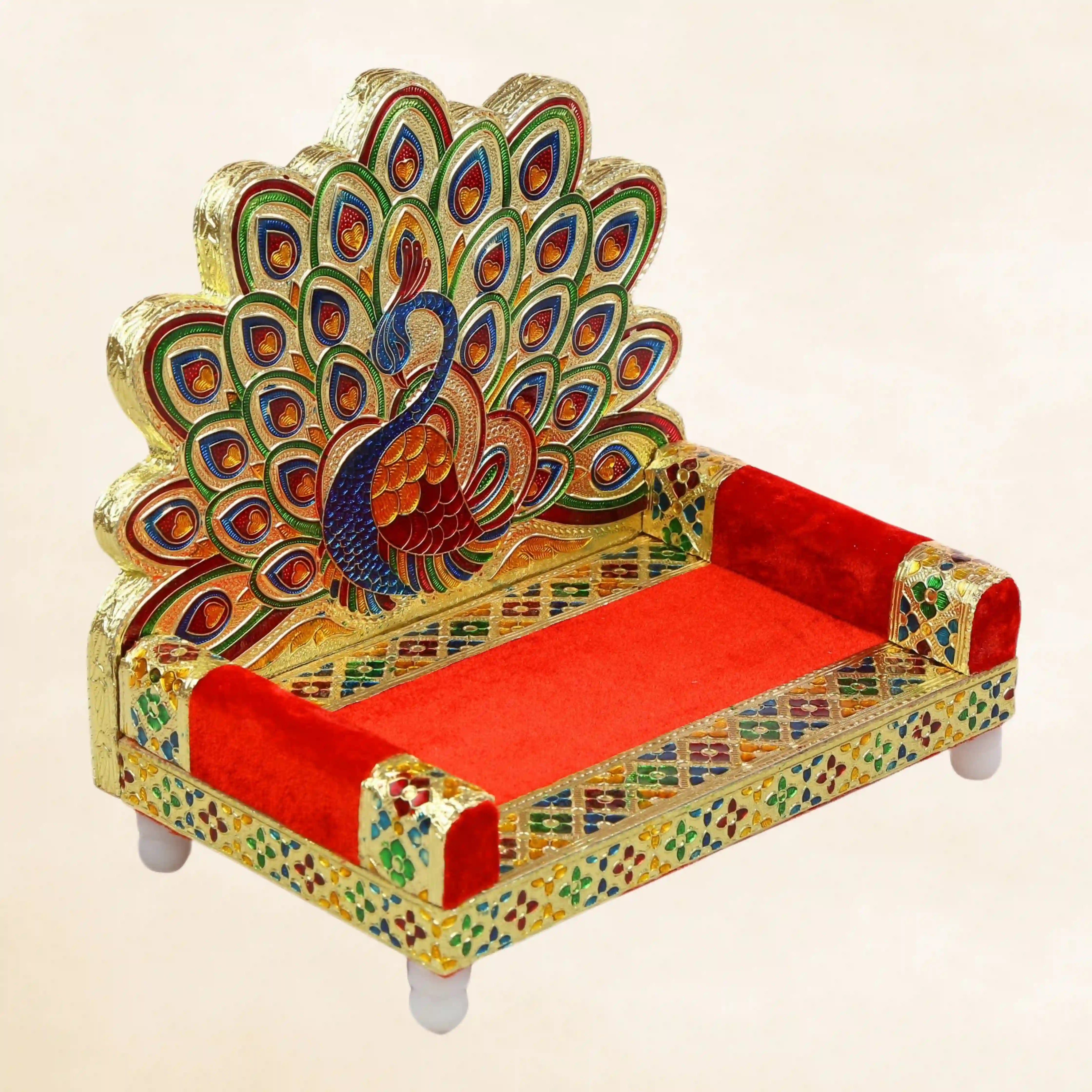 Laddu Gopal Bethak Shinhasan Pooja No.4 | Solid Wood Home Temple